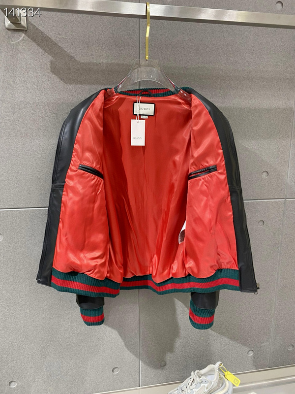 Gucci men's GRG Taped leather Bomber jacket - Luxury Wears
